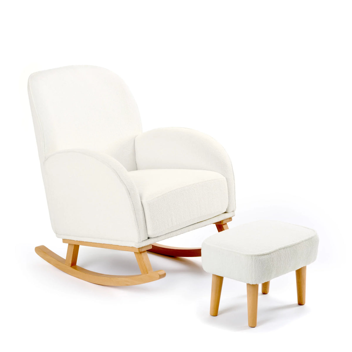 Babymore Freya Nursing Rocking Chair & Foot Stool – Off White Bouclé ...