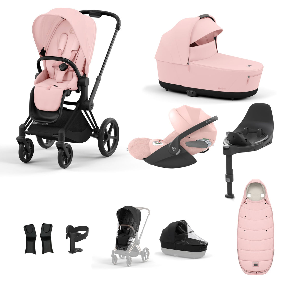 Cybex Priam Bundle | Accessories, Cloud T & ISOFIX Base - Peach Pink ...