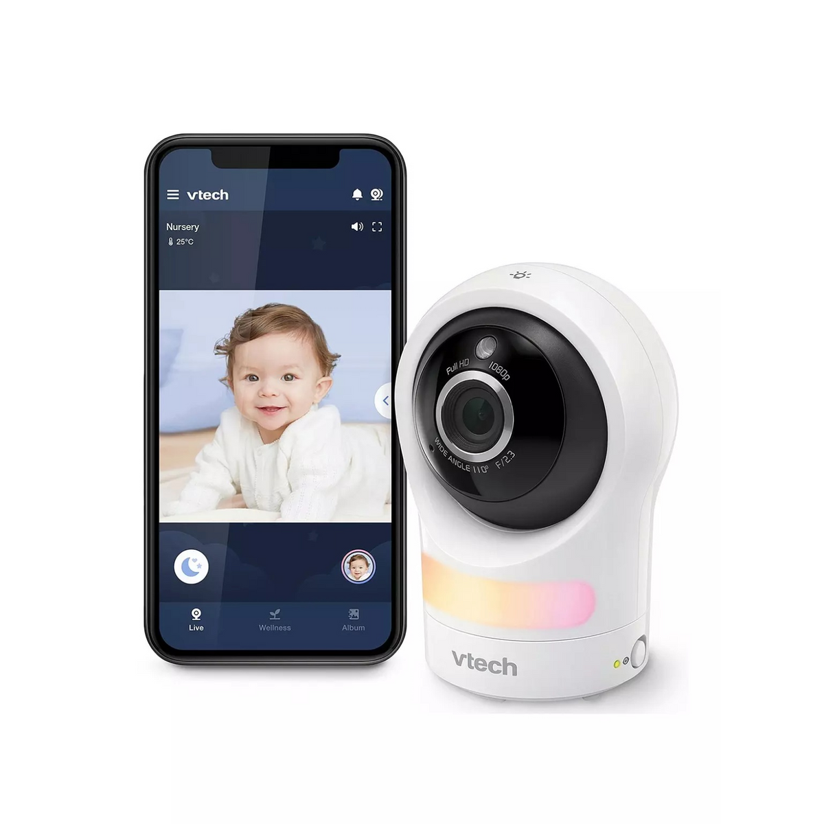 VTech RM9761 Smart Wi-Fi Baby Monitor - 1080p HD, Pan & Tilt Control ...