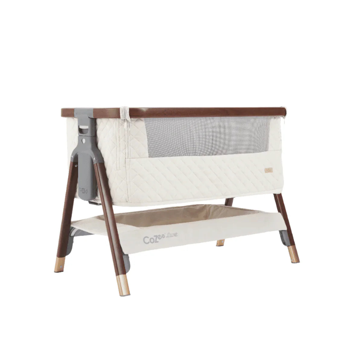 Tutti Bambini Cozee Luxe Bedside Crib - Walnut & Cream – Pushchair Expert