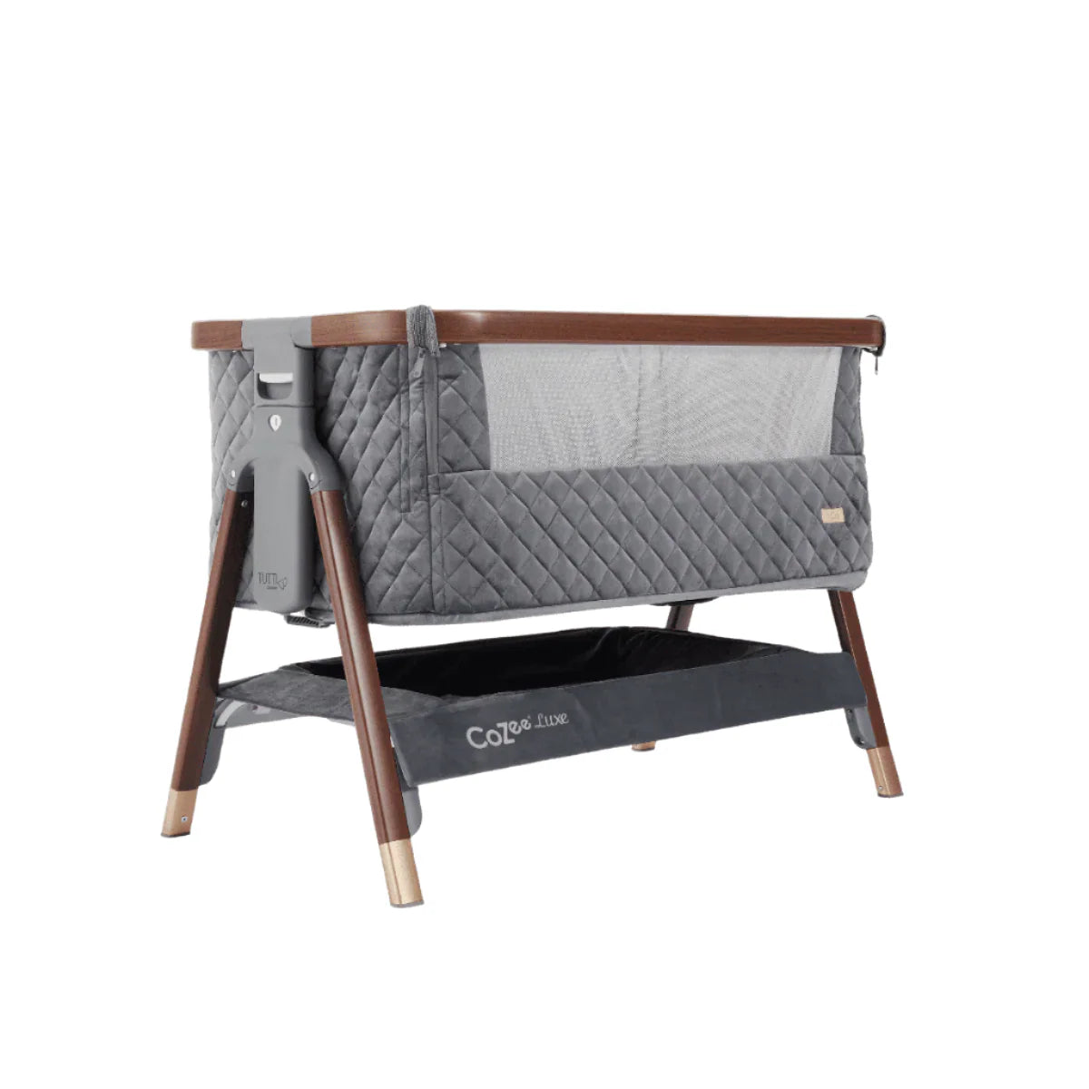 Tutti Bambini Cozee Luxe Bedside Crib - Walnut & Slate – Pushchair Expert