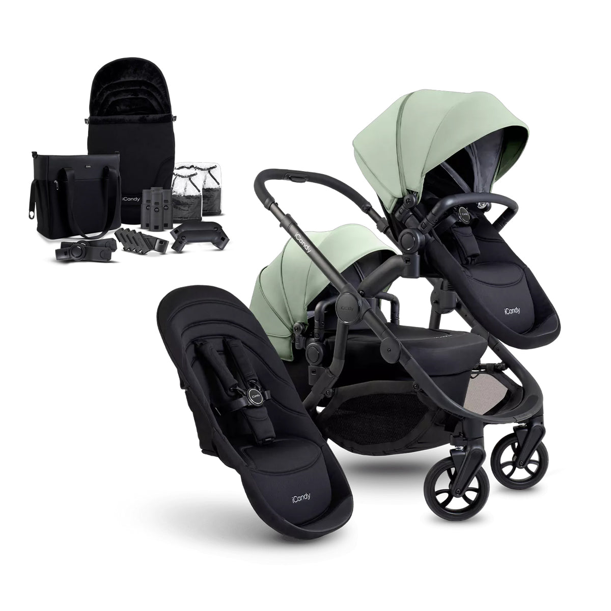 iCandy Orange 4 Complete Double Pushchair Bundle with Accessories - Pi ...