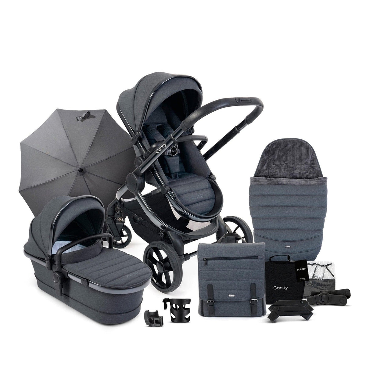 iCandy Peach 7 Complete Pushchair Bundle - Dark Grey – Pushchair Expert