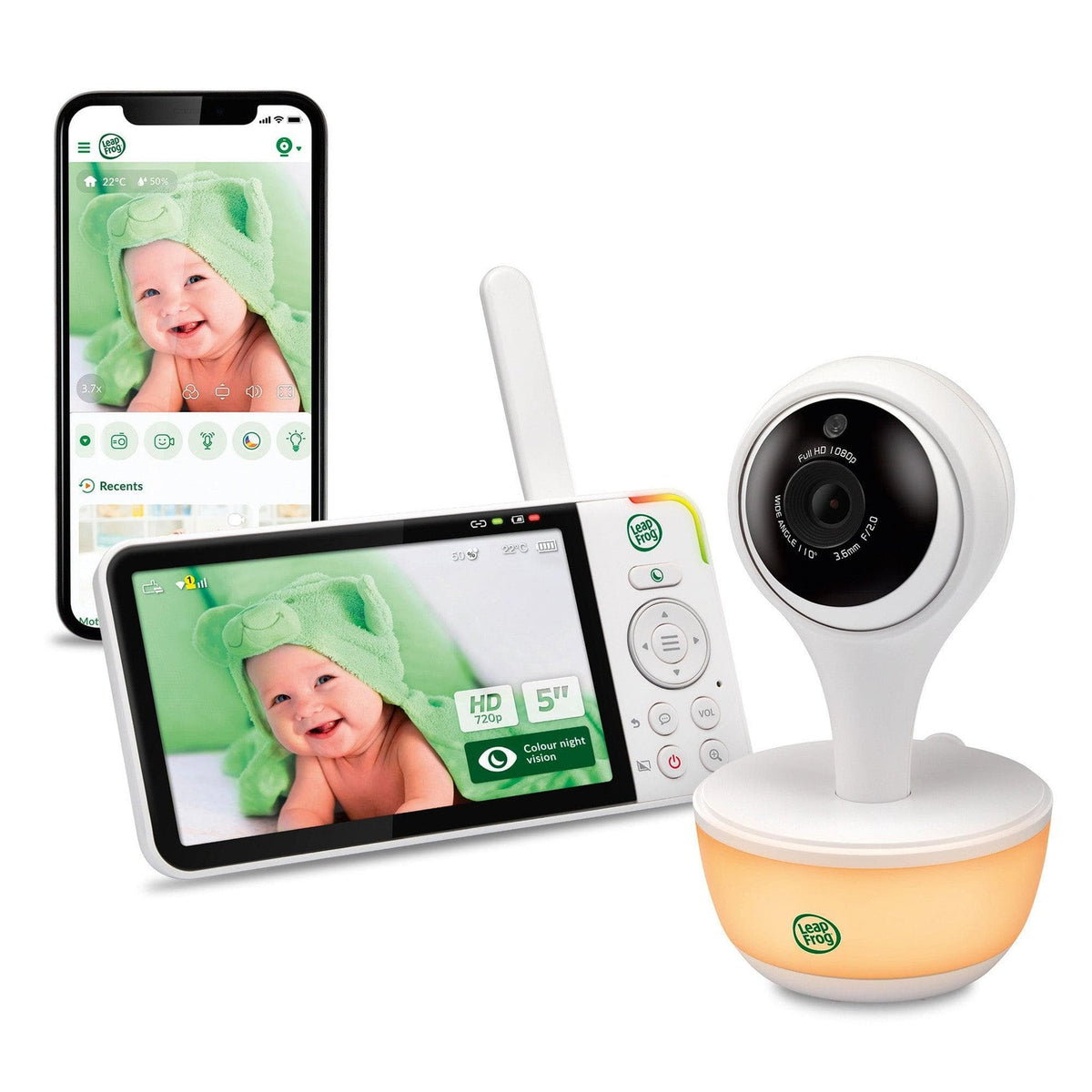 LeapFrog LF815HD 5″ Smart Video Baby Monitor with Colour Night Vision ...