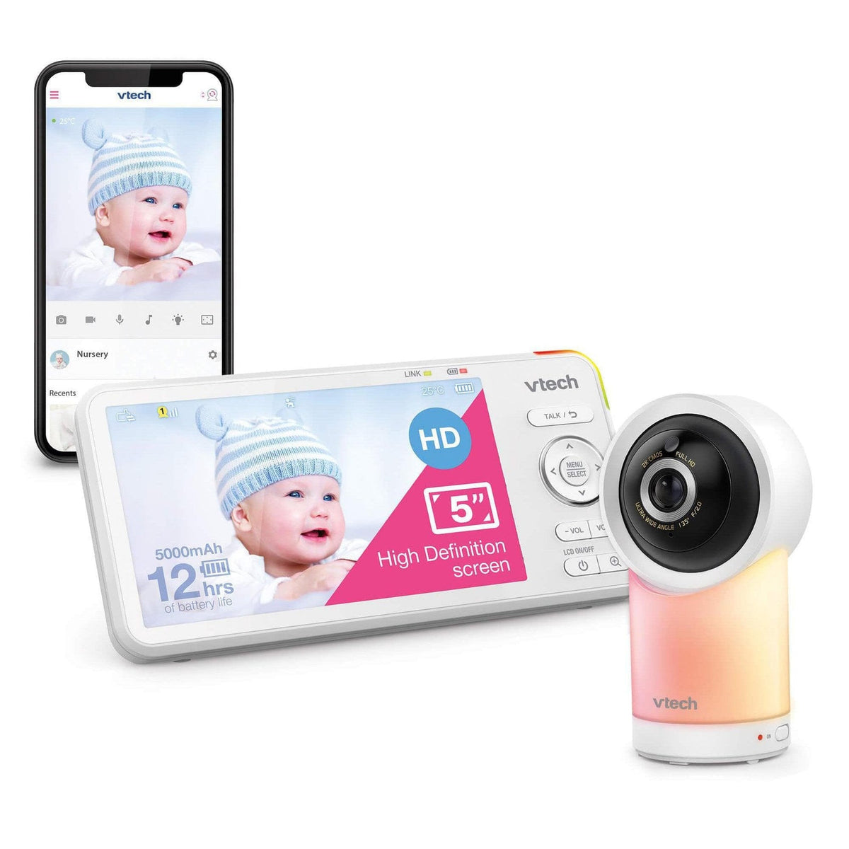 VTech RM5766HD Smart Video Baby Monitor - 5" HD Display, 2K Camera ...